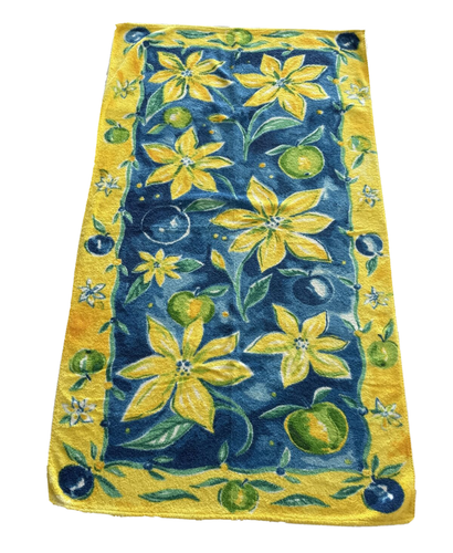 Vintage Beach Towel Dimona Textiles Israel Flowers Fruit Plush Blue ...