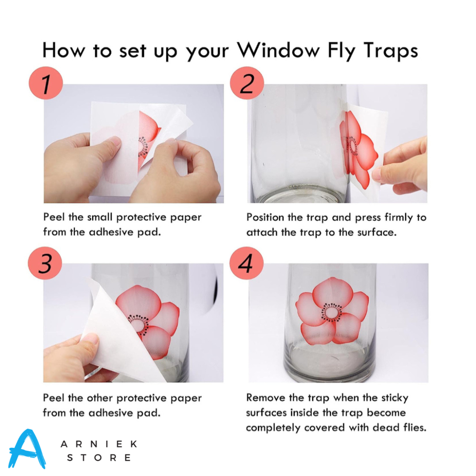 Red Fly Stickers Window Flower Traps Insect Killer Sticky Bug Indoor ...