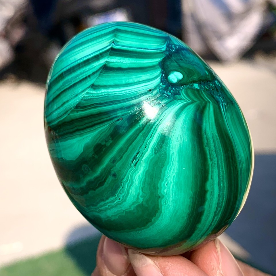 229G Natural glossy Malachite egg transparent cluster rough mineral ...