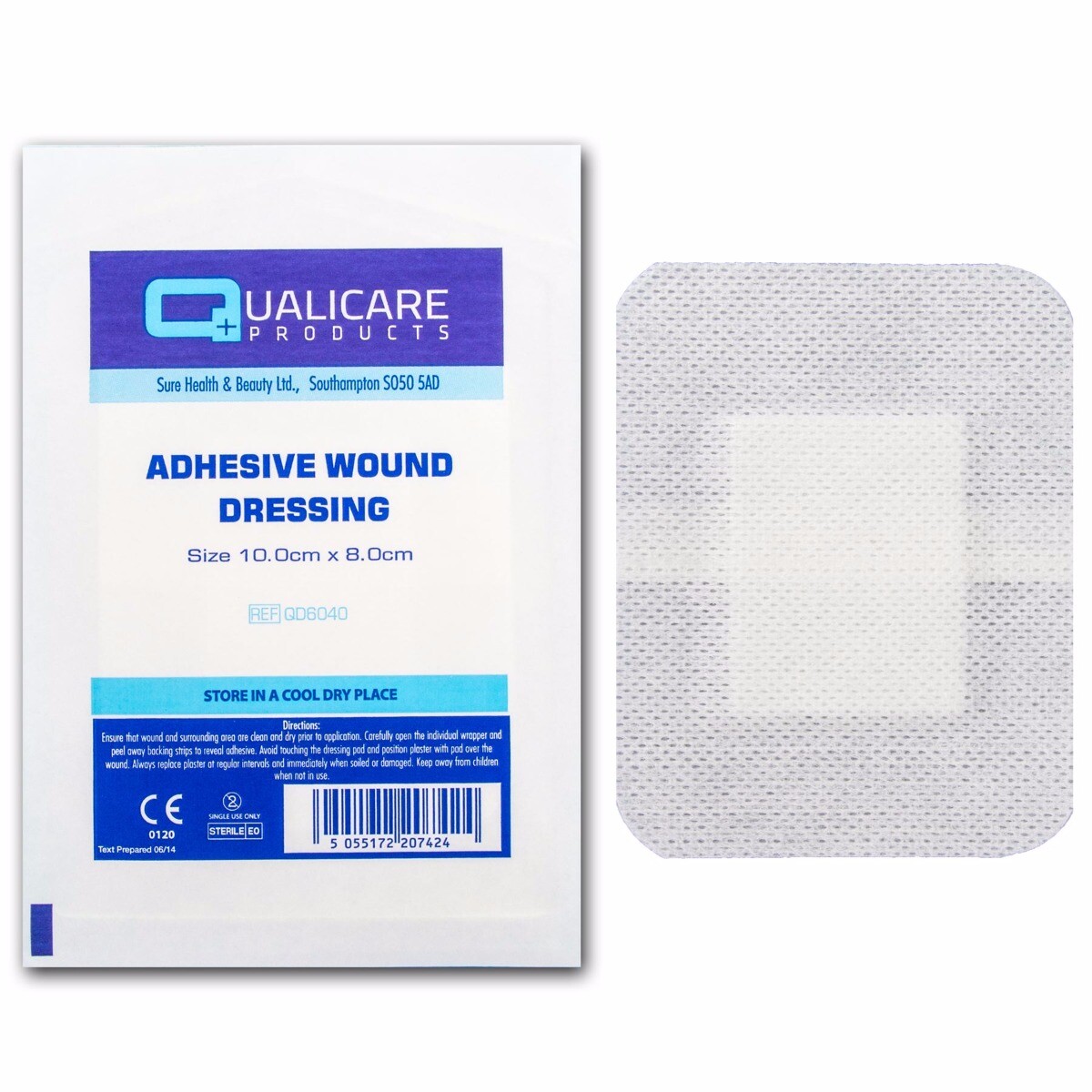 LARGE ADHESIVE WOUND DRESSING 10x8cm Sterile First Aid Cut Graze Fabric ...