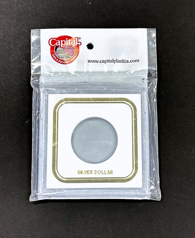 Capital Plastics U.S SILVER DOLLAR Holder White GOLD Letters 3.3" X 3.3 ...