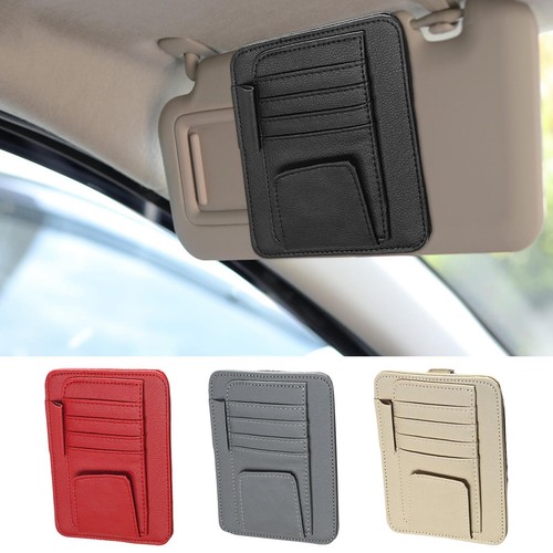 Car Sun Visor Organiser PU Leather Auto Visor Holder Storage Visor ...