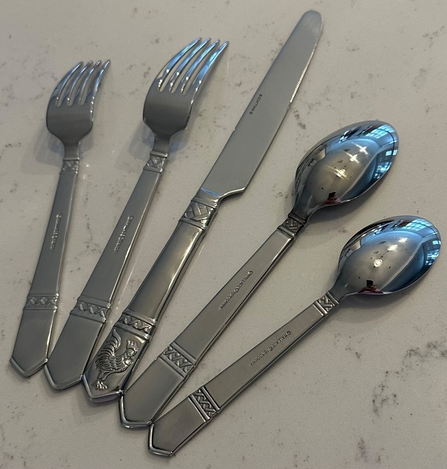 Wallace ROOSTER Stainless 18/10 Country 5 PC Place Setting Silverware ...