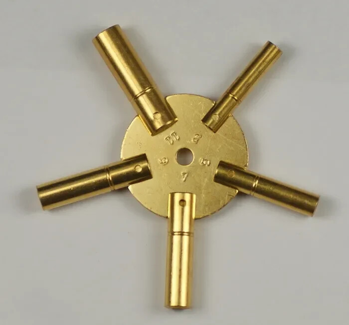 CLOCK WINDING KEYS brass spider ODD 3-5-7-9-11 EVEN 2-4-6-8-10 old key ...