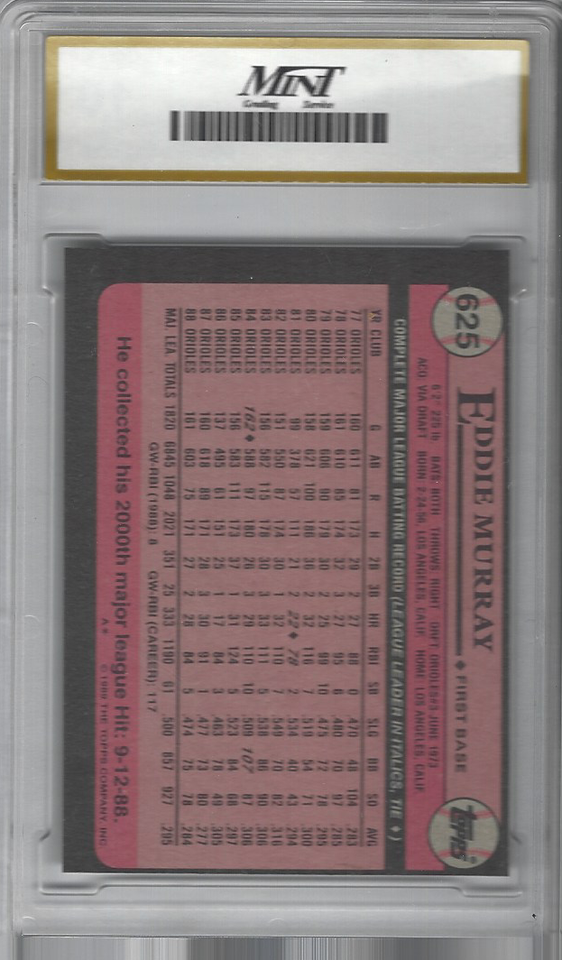 Eddie Murray 1989 Topps #625 Error card Baltimore Orioles | eBay