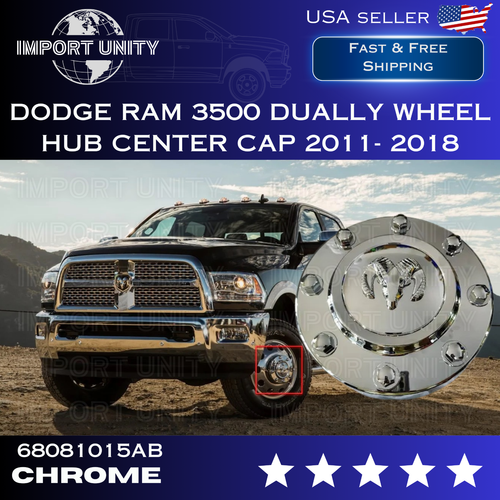 1X CHROME FRONT CENTER HUB CAP 68081010AB Fits For 2011-18 Dodge Ram ...
