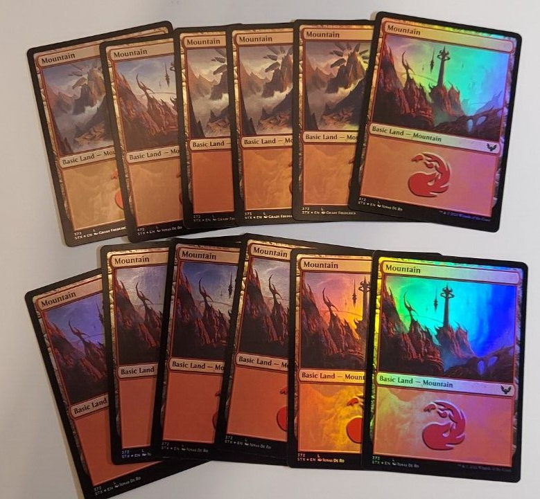 12x MOUNTAIN basic lands (various art) FOIL - NM - Strixhaven - SPARROW ...