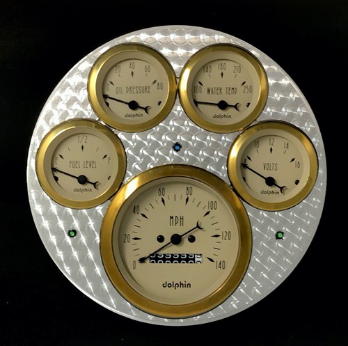 1949-1950 Chevy Car 5 Gauge Dash Panel Engine Turned Insert Mechanical ...