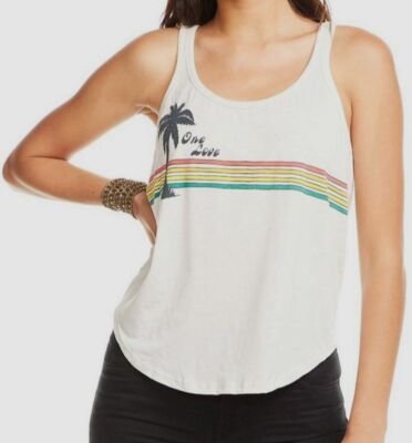 $59 Chaser Women's White Graphic Print Vintage Racerback Tank Top Size ...