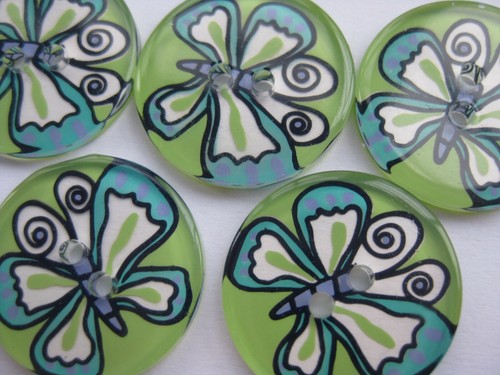 25mm Large Translucent Lime Green Blue Butterfly Designer Sewing ...