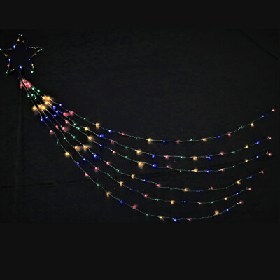 2.1m SOLAR Waterfall Star Strand Lights MULTICOLOUR 146 LED Outdoor ...