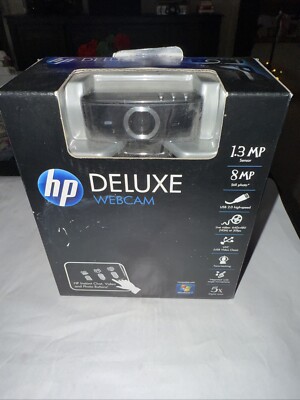 NEW Sealed HP Deluxe Webcam KQ246AA 8MP USB 5X Digital Zoom PC Computer ...