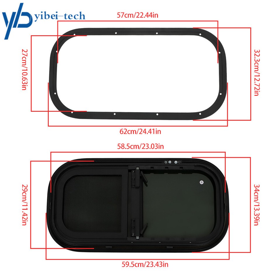 12"/14"/15"/18" W × 22"/24"/16"/30" H RV Camper Window Vertical Slider ...