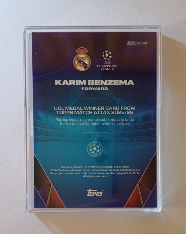 TOPPS MATCH ATTAX 2026 - KARIM BENZEMA REAL MADRID UCL MEDAL WINNER ...