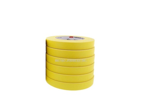 6 Rolls 3M 06652 3/4" Yellow Automotive Masking Tape Half of a Sleeve ...