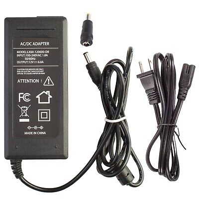 12v 6A Power Supply Adapter 72w AC 100 to DC 12v 5.5 x 2.1mm plug + 5 ...