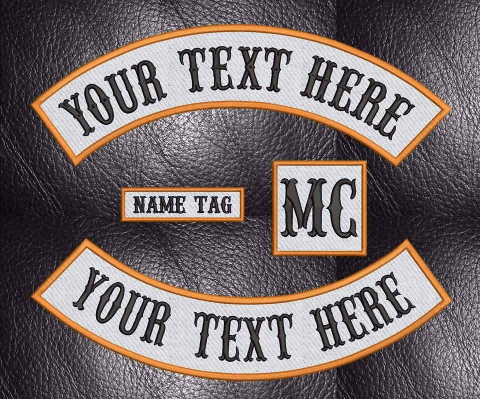 CUSTOM EMBROIDERED 4 PIECE 13" MC ROCKER BACK PATCH SET OUTLAW ...