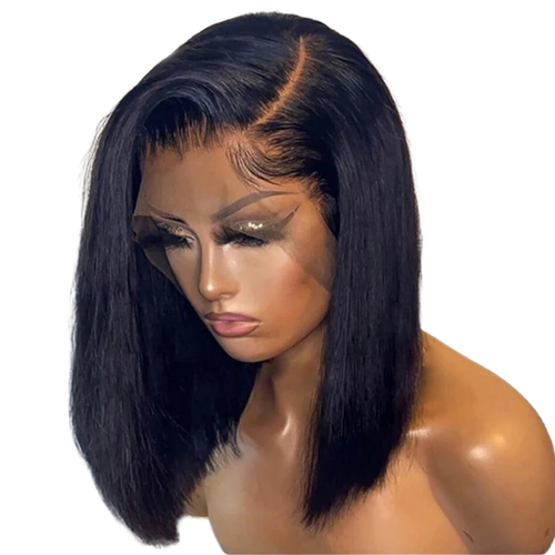 Women Short Bob Human Hair Lace wigs 13x1 T Part pre plucked Brazilian ...