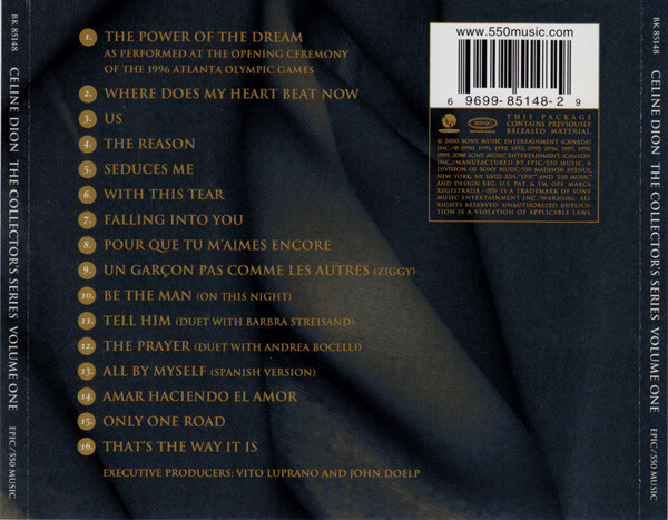 Celine Dion ~ The Collector's Series, Vol. One (CD, 2000, Sony) BRAND ...