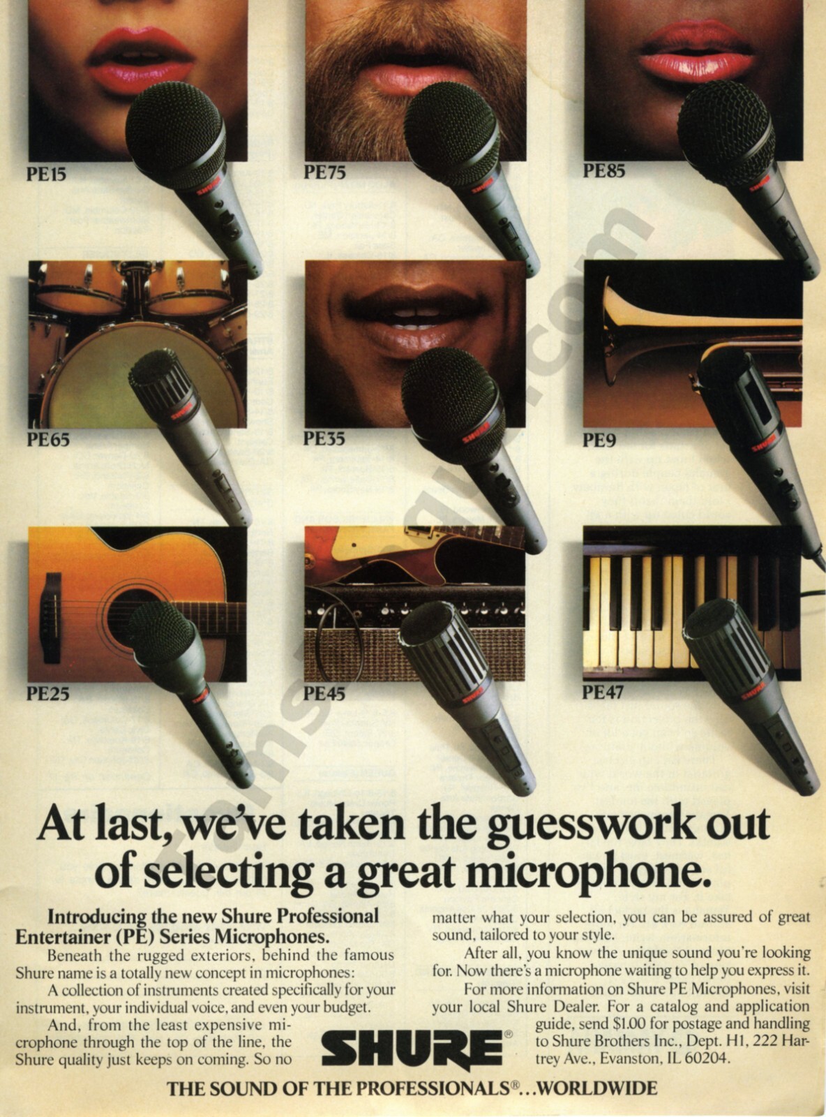 1982 Shure Microphones Vintage Collectible AD Page Great Wall Decor ...