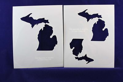 State of Michigan 2pc Stencil Mylar 14 Mil- 4", 5", 6" Paint /Crafts ...