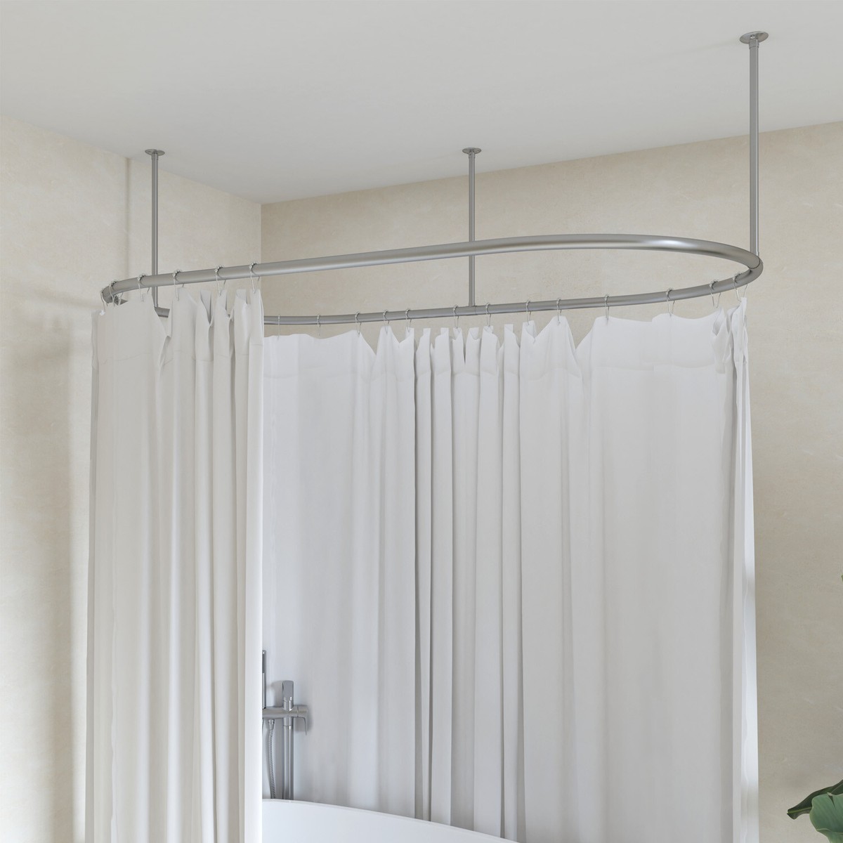 Oval Ceiling Mounted Track Shower Curtain