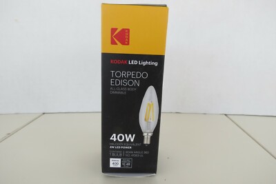 KODAK 42055-UL Dimmable LED Candle Torpedo Edison Light Bulb 40W E12 ...