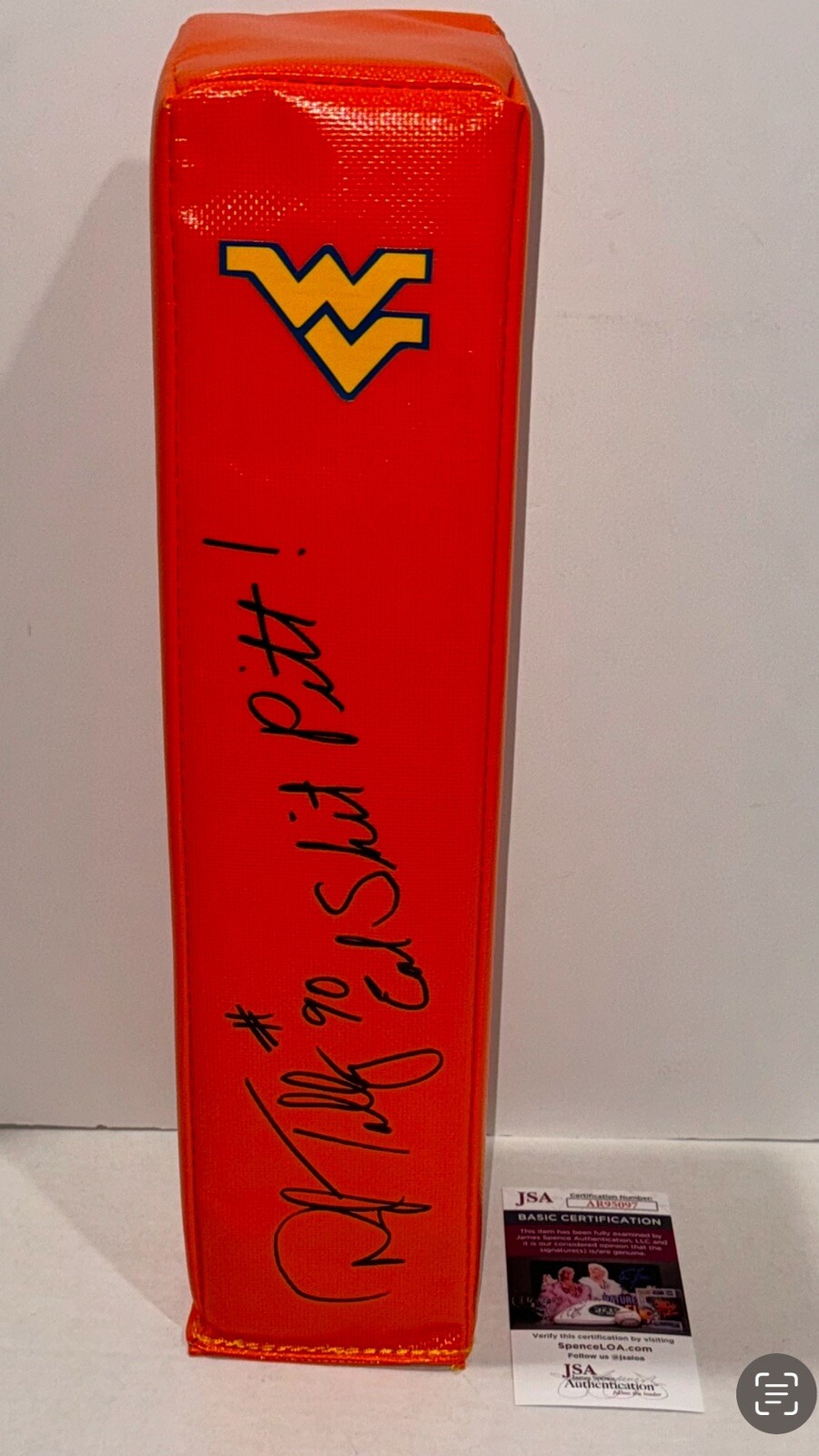 DARRYL TALLEY SIGNED WEST VIRGINIA MOUNTAINEERS PYLON EAT SH*T PITT JSA ...