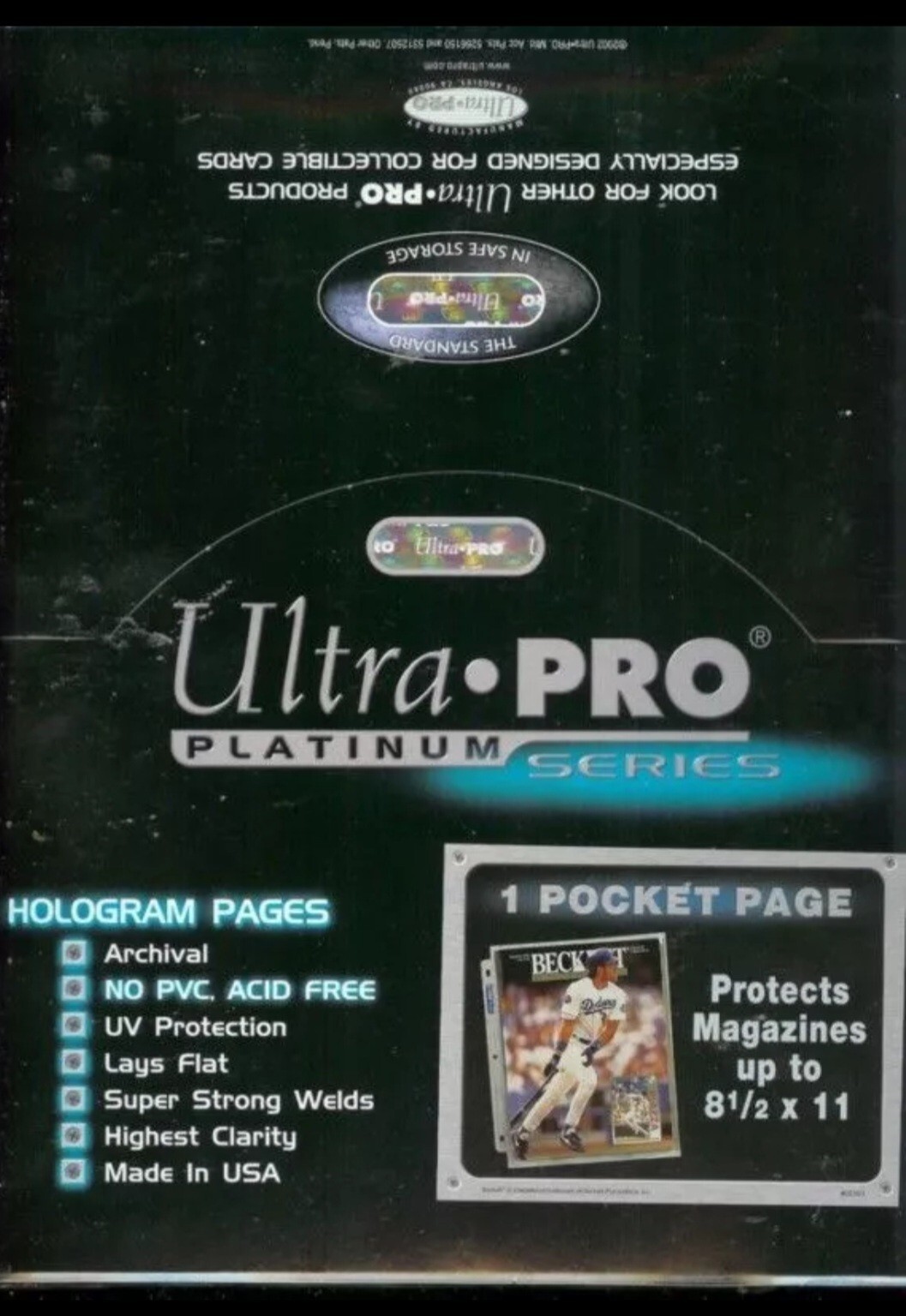 Ultra PRO Platinum Series, 1 Pocket Pages Hologram 8.5x11 - 100 Count ...
