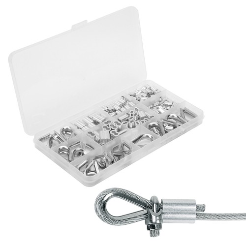 Stainless Steel Crimping Loop Sleeve Wire Rope Thimble Assortment Kit ...