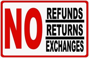 No Refunds Returns Exchanges Sign. Size Options. Retail sign. | eBay