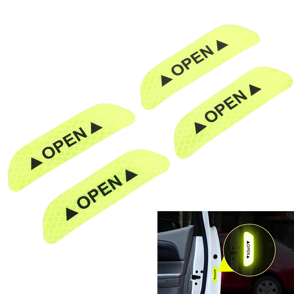 4x Fluorescent green car door open sticker reflective tape safety ...