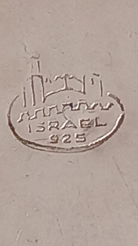 VINTAGE 925 Sterling Silver & Israel Eilat Stone Pendant on 18" Silver ...