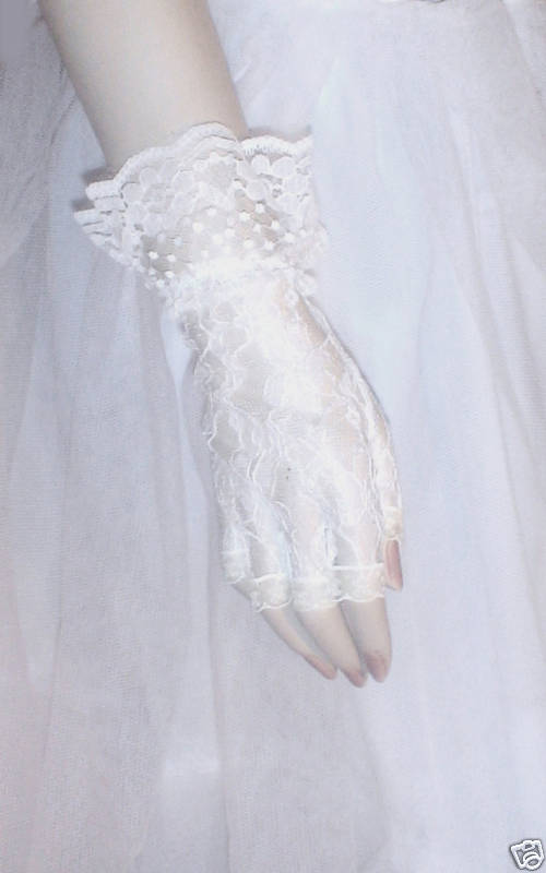 Fingerless Short Lace Wrist Ruffle Gloves Civil War+80s Finger Less ...