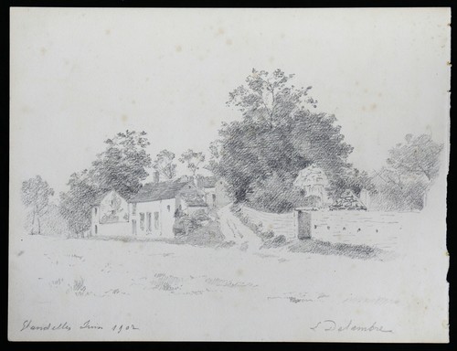 7 Drawings Per Léon pierre Delambre (1846-1916) Arbonne Glandelle Biel ...