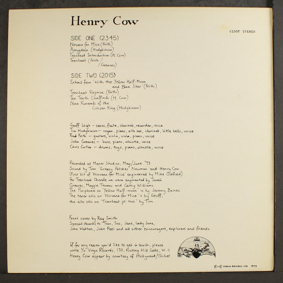 HENRY COW: legend VIRGIN 12" LP 33 RPM UK | eBay