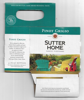 SUTTER HOME PINOT GRIGIO 4 PACK BOTTLE CARRIER | eBay