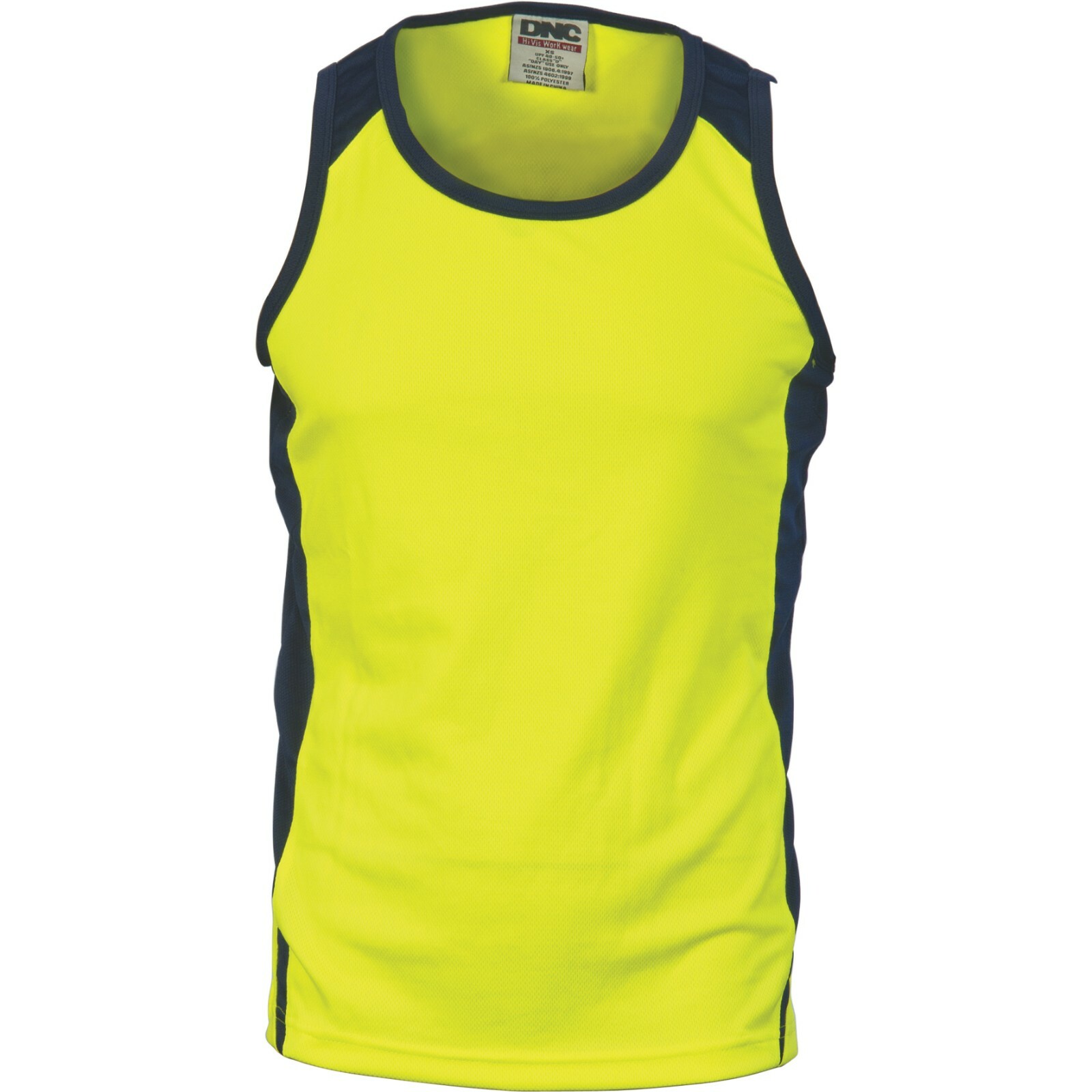 Mens Hi Vis Singlet Work Wear Safety Tank Top Fluro Micro Mesh High ...