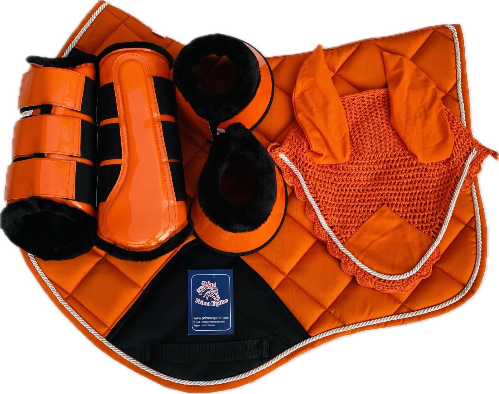 Matchy Jumping Saddle Pad Set, Ear Net/Brushing Boots/Bell Boots Red ...