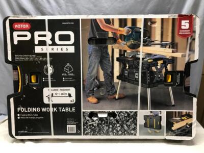 KETER Pro Series Heavy-Duty FOLDING WORK TABLE 1000 lb. Capacity w/ 2 ...
