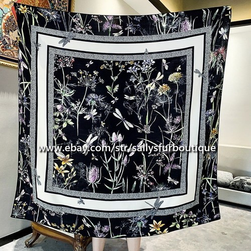 Sallys 70% Cashmere 30% Silk Dragonfly Print 2 Face Scarf Shawl 53 ...