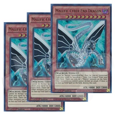 Yugioh Malefic Cyber End Dragon x 3 - 1st Edition Ultra Rare NM - Free ...