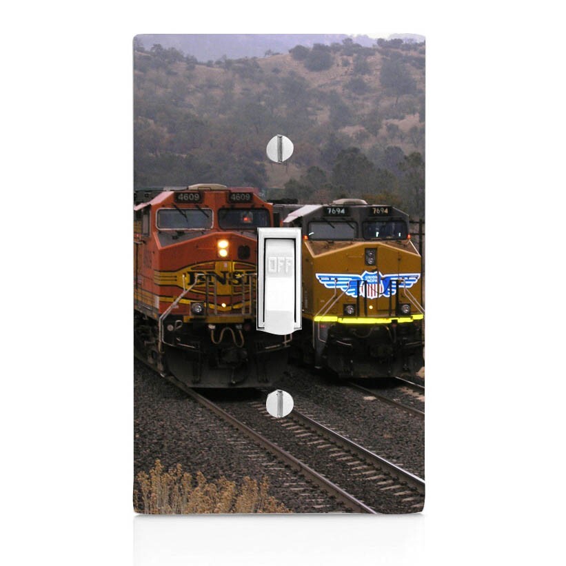 BNSF UP Trains, Railroad Light Switch Cover, Outlet, Home Decor, Night ...