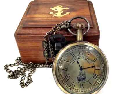 Vintage Brass Titanic Ship Pocket Watch With Box Nautical Gift For ...