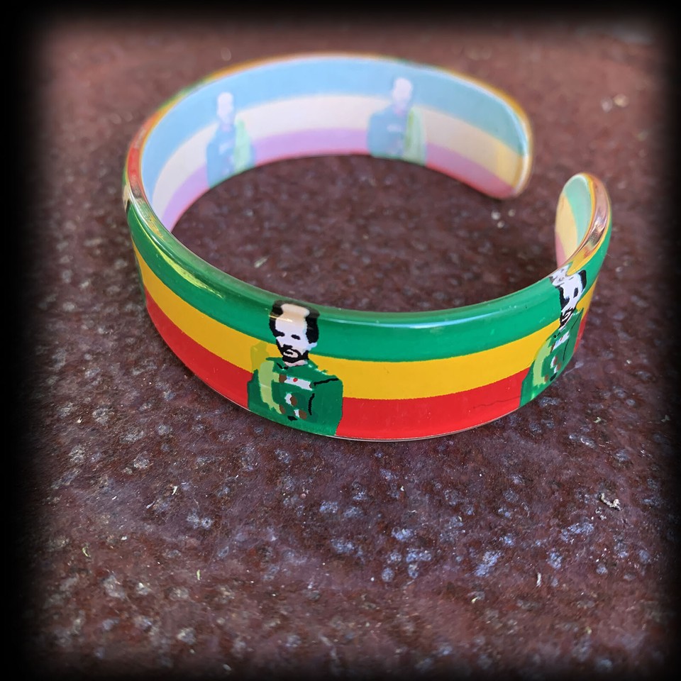 Selassie Jamaica Haiti Bangle Cuff Reggae Weed Leaf Rasta Rastafari ...