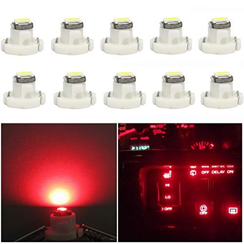 10x Red T4.2 Neo Wedge LED Bulbs for Car Instrument Cluster and ...