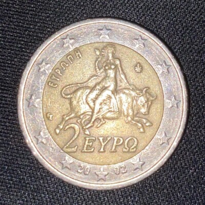2002 Rare Europe Greek Bull The Abduction of Europa 2 Euro Coin ...