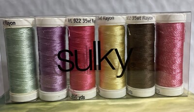 Pkg of 6 Gutermann Sulky Thread Spool #40 35 Wt Rayon Variety Colors ...