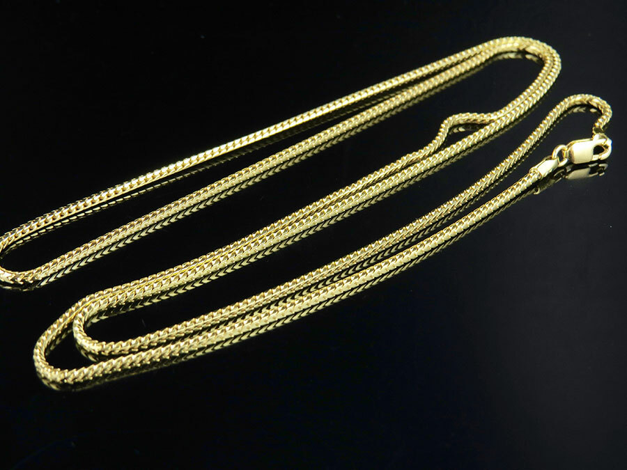 Solid 10K Yellow Gold Franco Box Link Chain Necklace 1.3 MM 16-30 ...