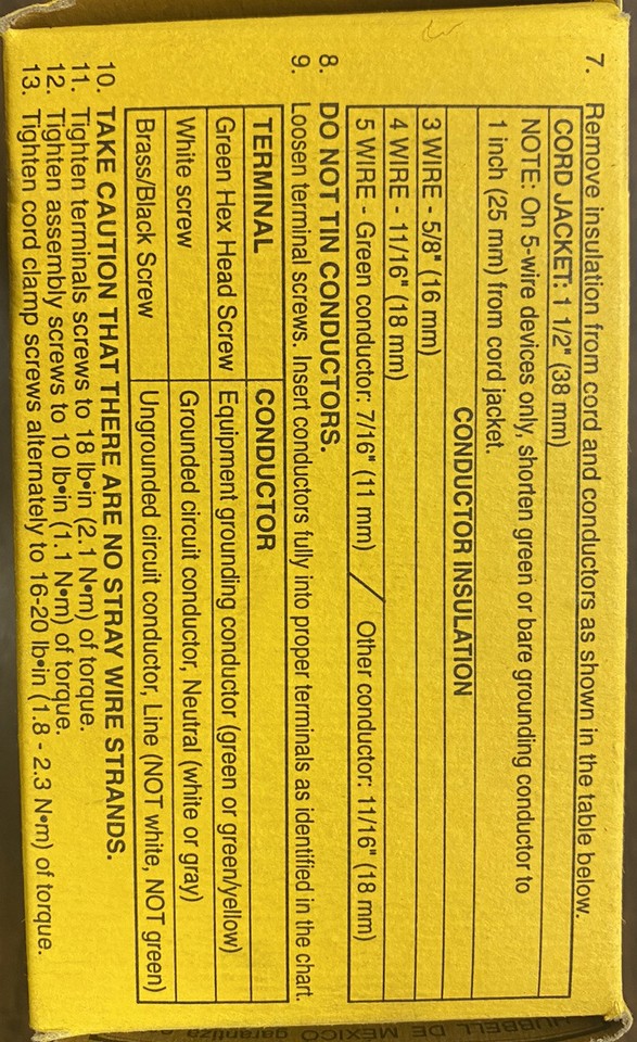 Hubbell HBL2423 Connector Body 20 Amp 3 Phase 250 VAC | eBay